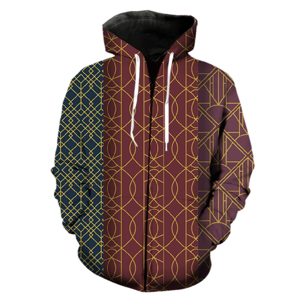 Abstract Pattern Men's Zipper Hoodie Tops Casual Hip Hop 3D Print Teens ...