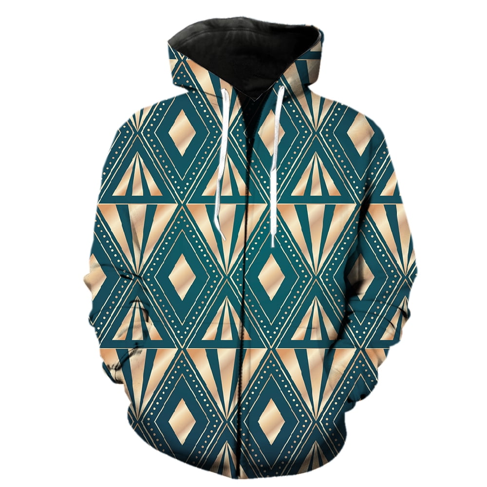 Abstract Pattern Men's Zipper Hoodies 3D Print Tops Sweatshirts Long ...