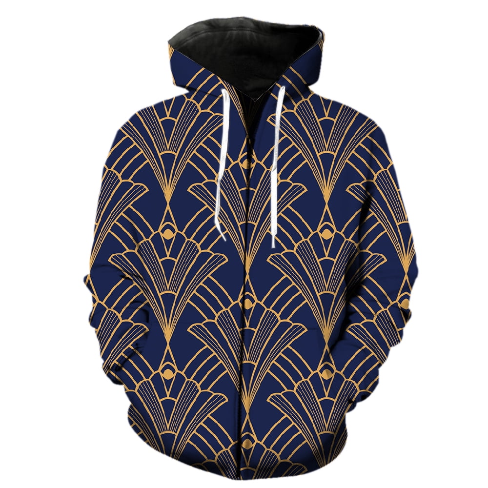 Abstract Pattern Men's Zipper Hoodies 3D Print Tops Sweatshirts Long ...