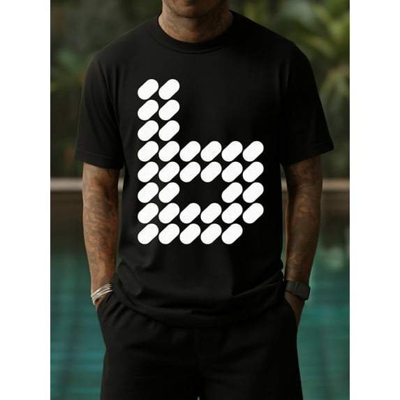 Abstract Pattern Tee for men Exercise 180G 100% Cotton black basketball ...
