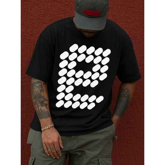 Abstract Pattern Tee men Exercise 180G 100% Cotton black basketball gym ...