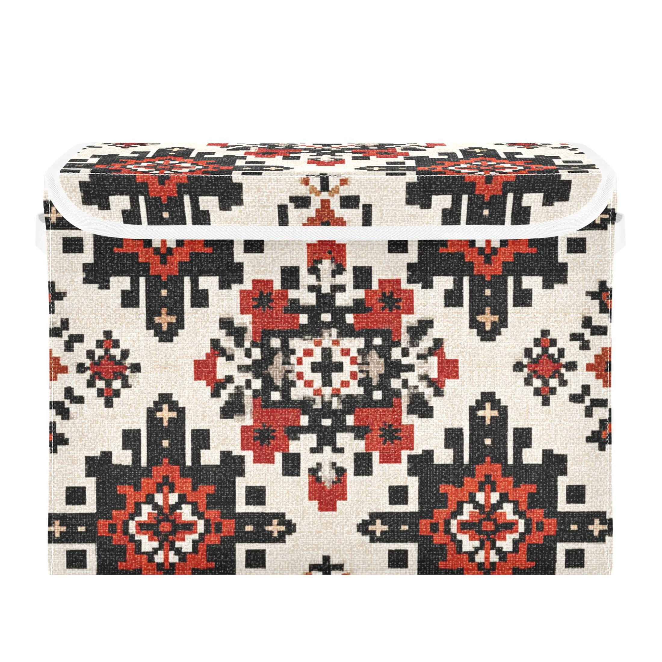 Abstract Pattern Weaven Texture Foldable Storage Bins with Lids Handles ...