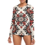 Abstract Pattern Weaven Texture Women's Rash Guard Shirts UPF 50+ Sun ...