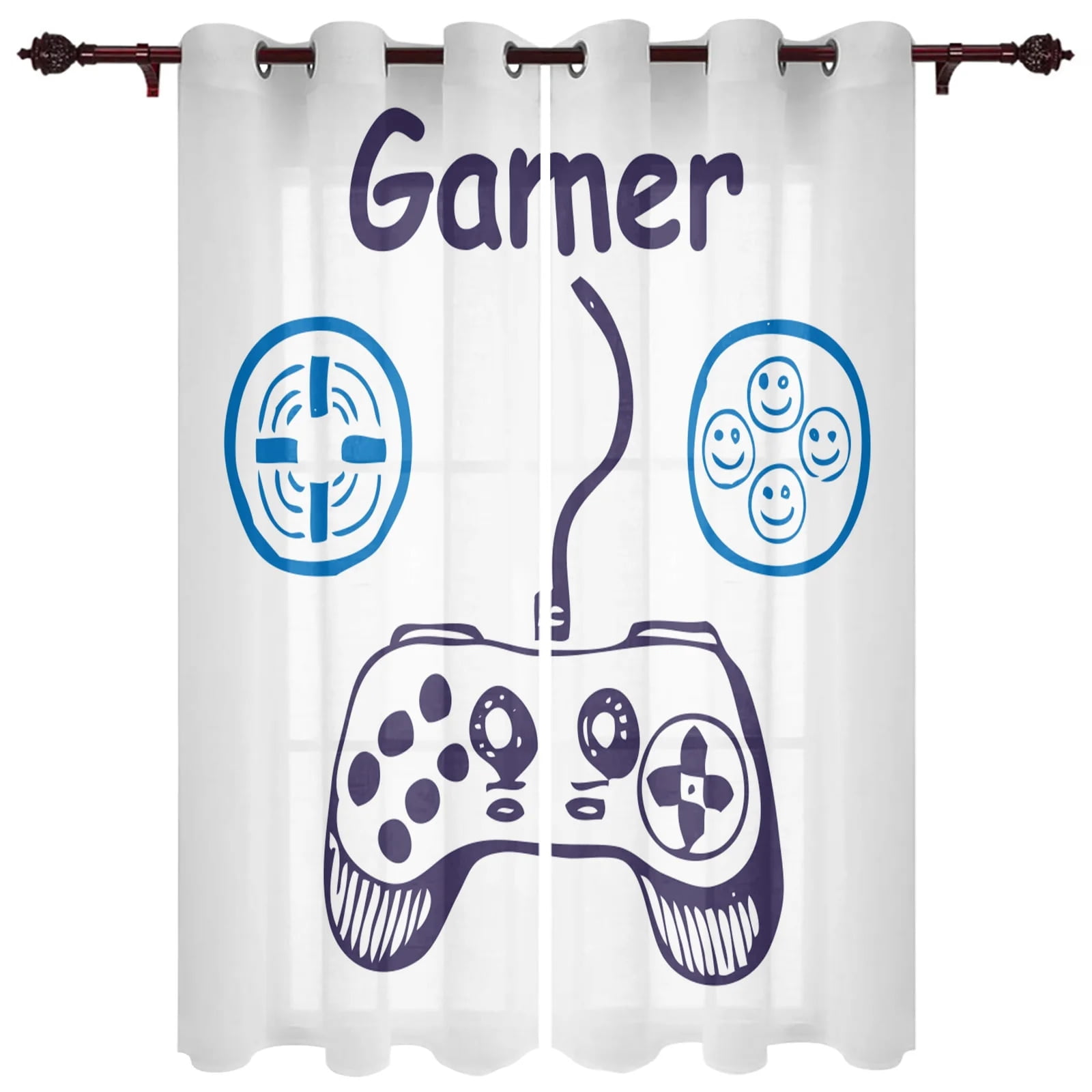 Abstract Pattern With Colorful Game Window Curtain For Kids Room Home ...