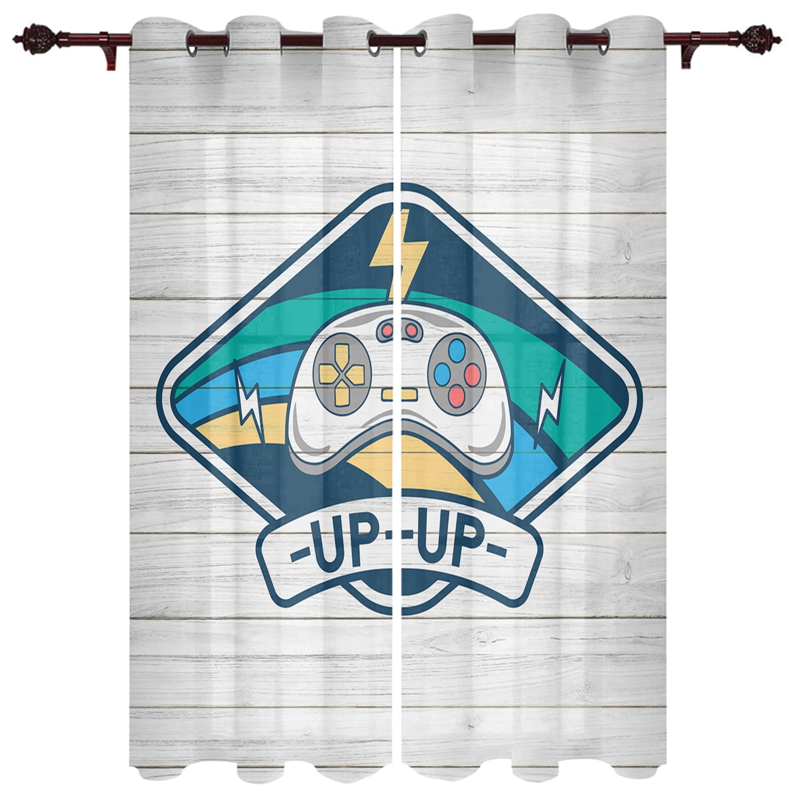 Abstract Pattern With Colorful Game Window Curtain For Kids Room Home ...