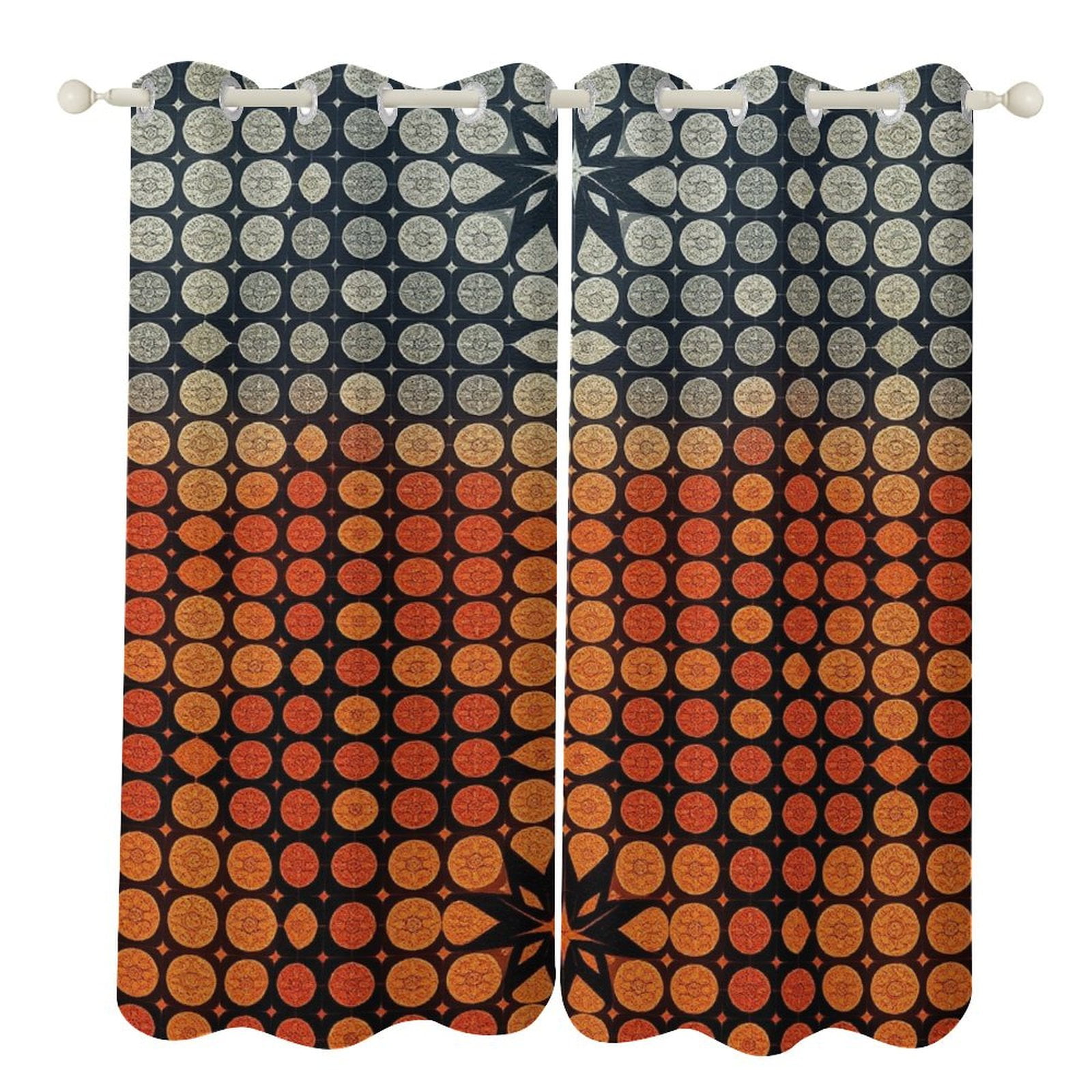 Abstract Patterned Background Two Toned Design Curtains for Bedroom ...