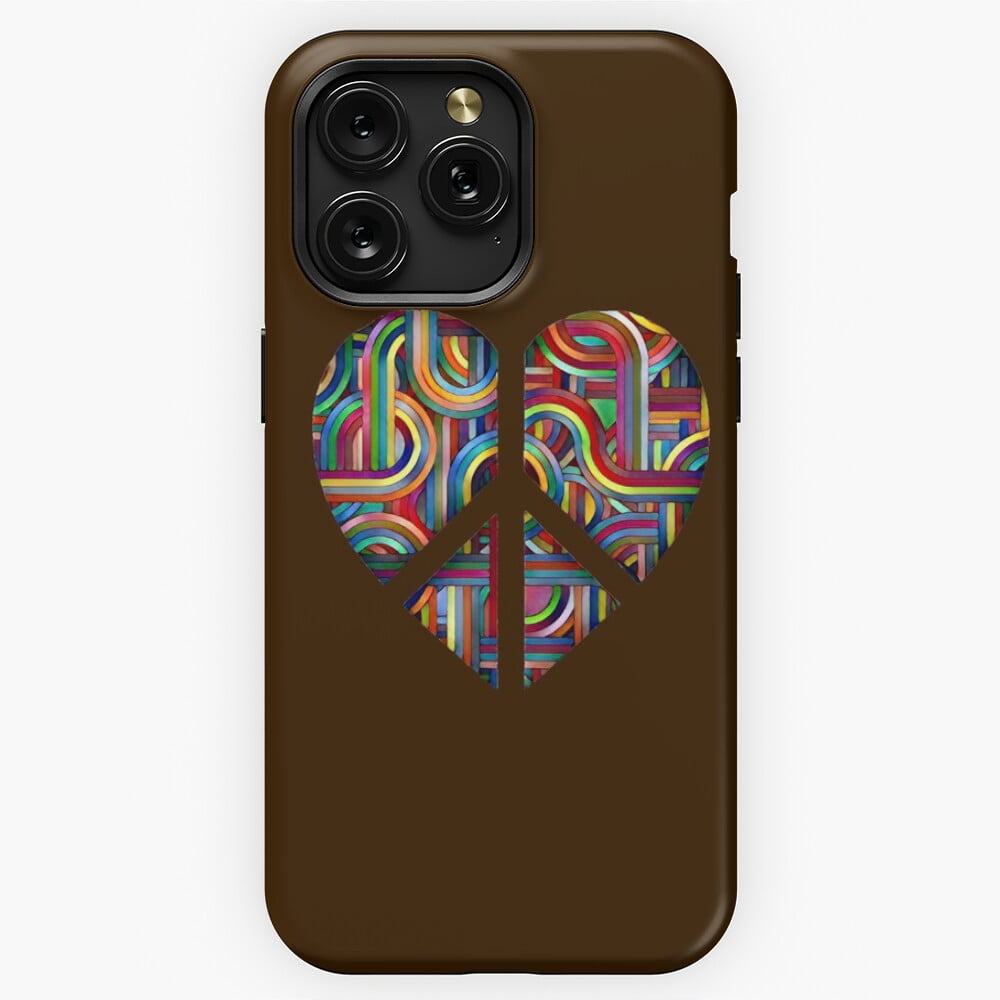 Abstract Peace Sign Heart Modern Art Design with iPhone 17 to 11 Pro ...