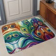 Abstract Peacock Feathers Front Door Mat Indoor Entrance, Colorful Oil ...
