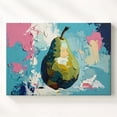 Abstract Pear Posterbold Color Block Fruit On Cyan Background Wall Art ...