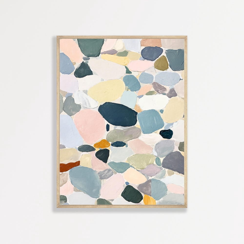 Abstract Pebble Painting Retro Eclectic Minimalist Wall Art Coastal ...