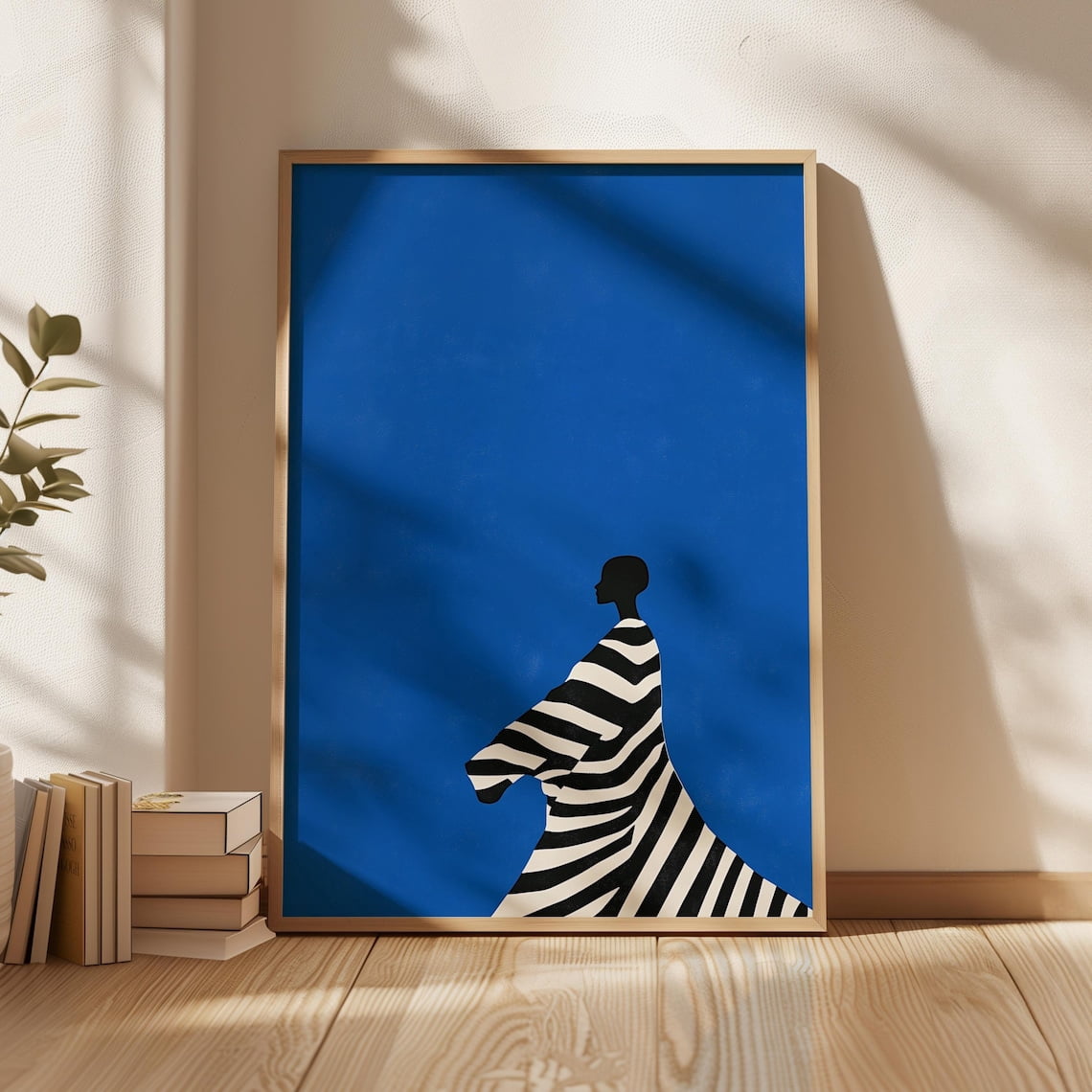Abstract People Large Wall Art Electric Blue Contemporary Artwork ...