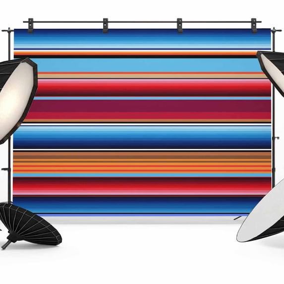 Abstract Photography Backdrop 12x8FT, Colorful Mexican Stripe Blue Red ...