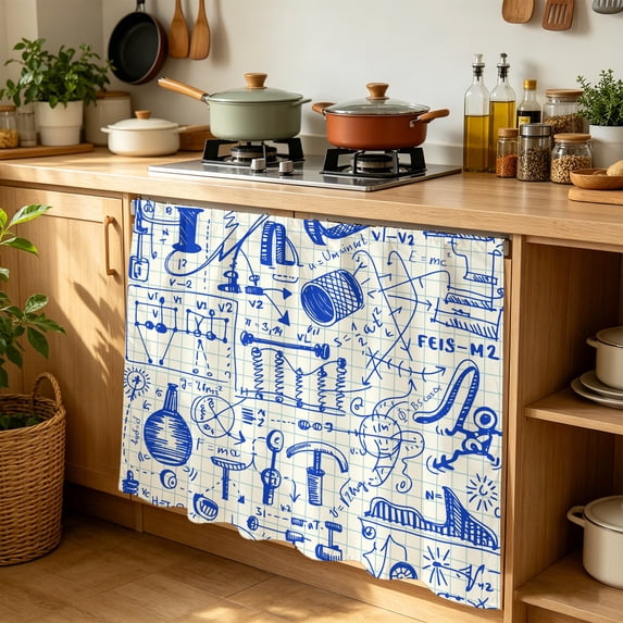 Abstract Physics Formula Cabinet Curtains 35" W x 35" L Equations Blue ...