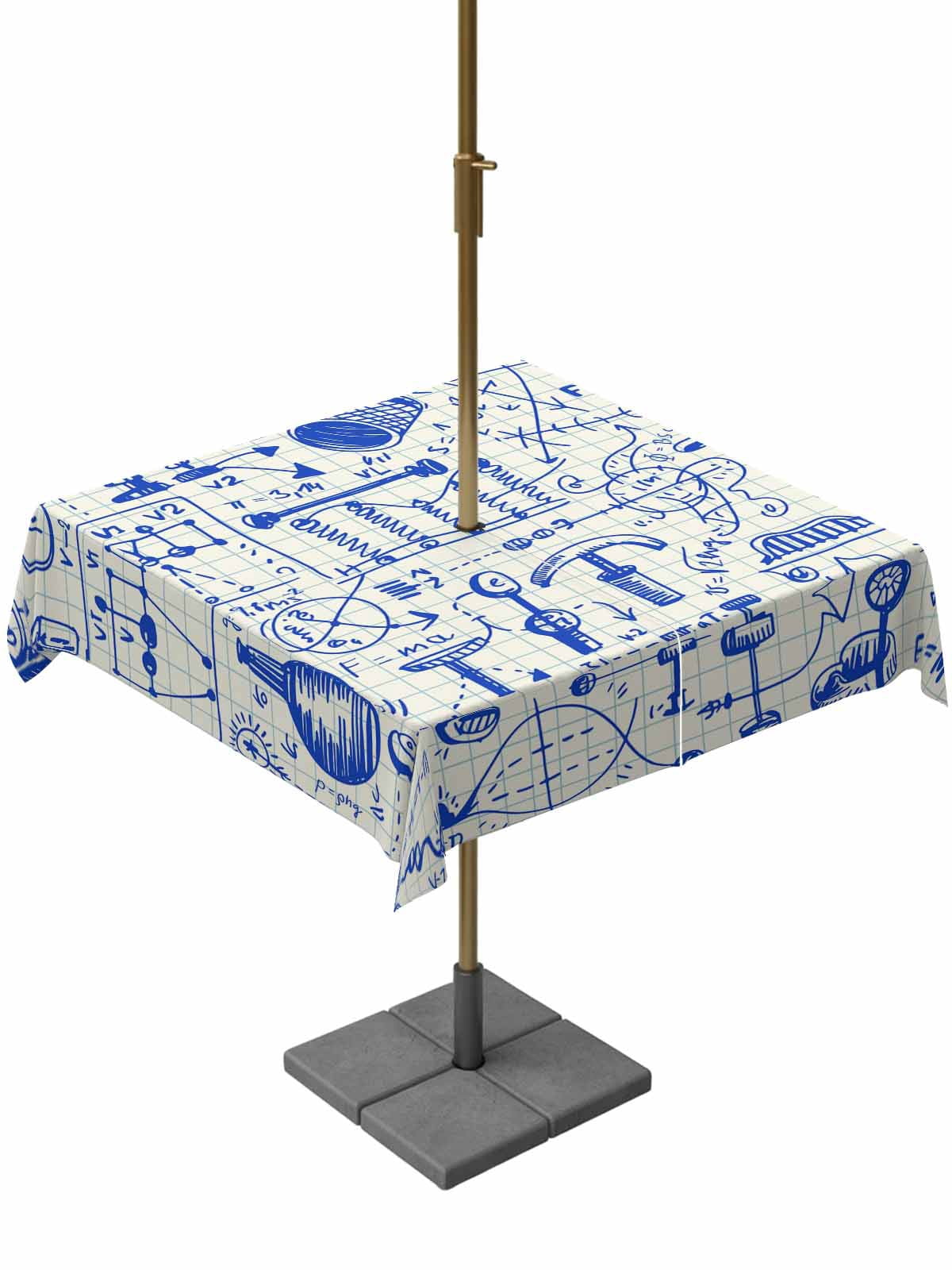 Abstract Physics Formula Square Outdoor Tablecloth with Umbrella Hole ...