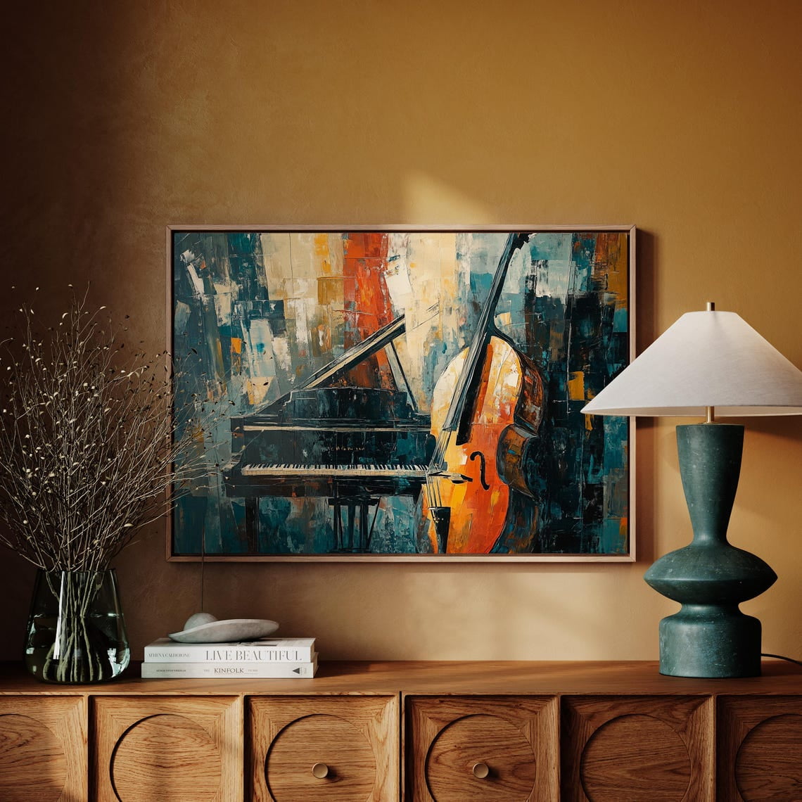 Abstract Piano And Cello Art - Vibrant Modern Music Room Decor - Bold ...