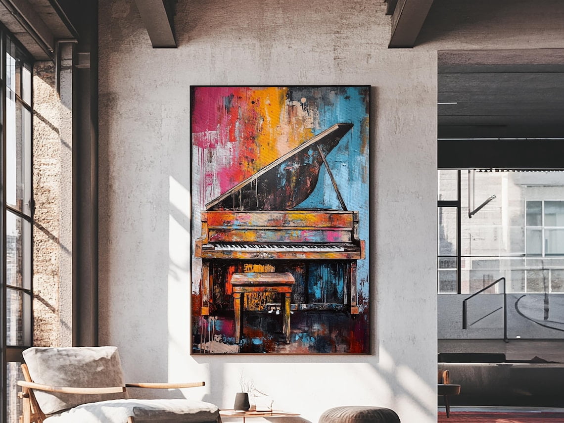 Abstract Piano Colorful Music Room Wall Art Poster, Unframed Size 24x36 ...