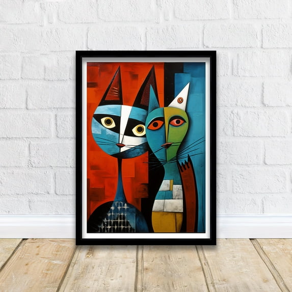 Abstract Picasso Style Cats Print Artistic Cat Wall Art for Modern ...