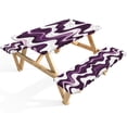 Abstract Picnic Table Cover with Bench Covers Wavy Lines Purple and ...