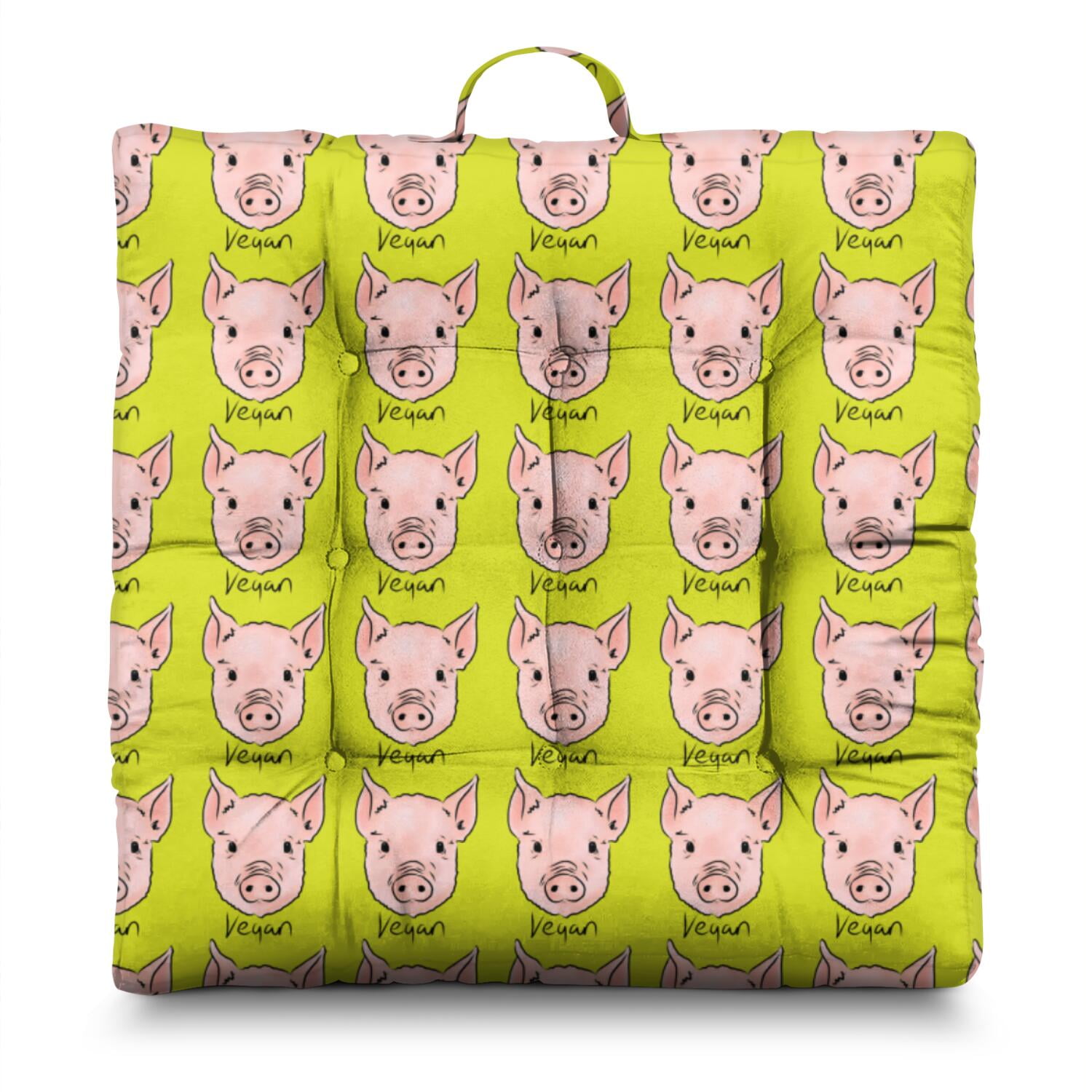 Abstract Pig & Floral Meditation Pillow - Thick 4.7" Zabuton Cushion ...