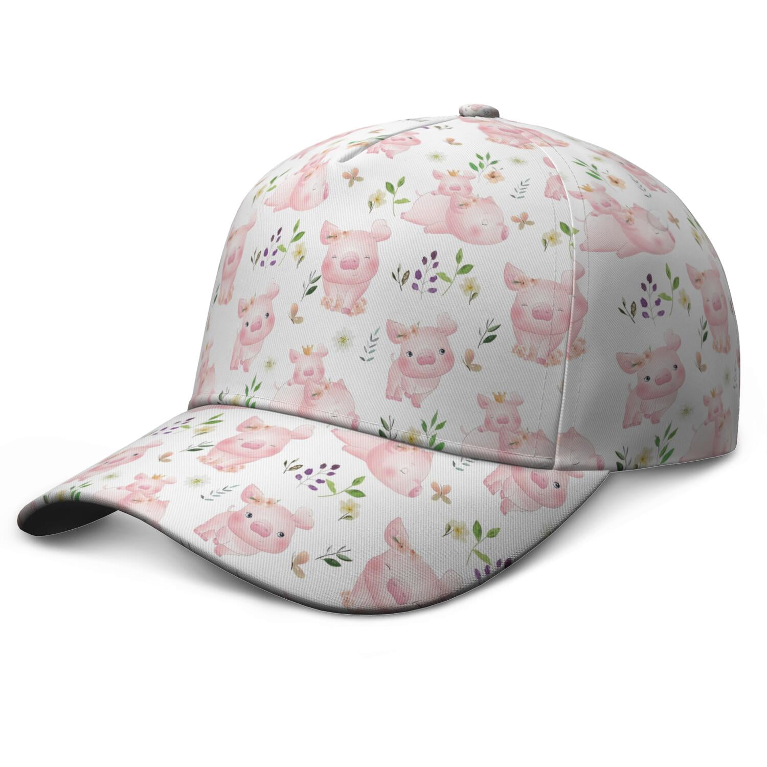 Abstract Pig and Floral Baseball Cap - Aesthetic Pig Design Adjustable ...