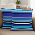 Abstract Pillow Covers Set of 2, Colorful Mexican Stripe Navy Blue ...