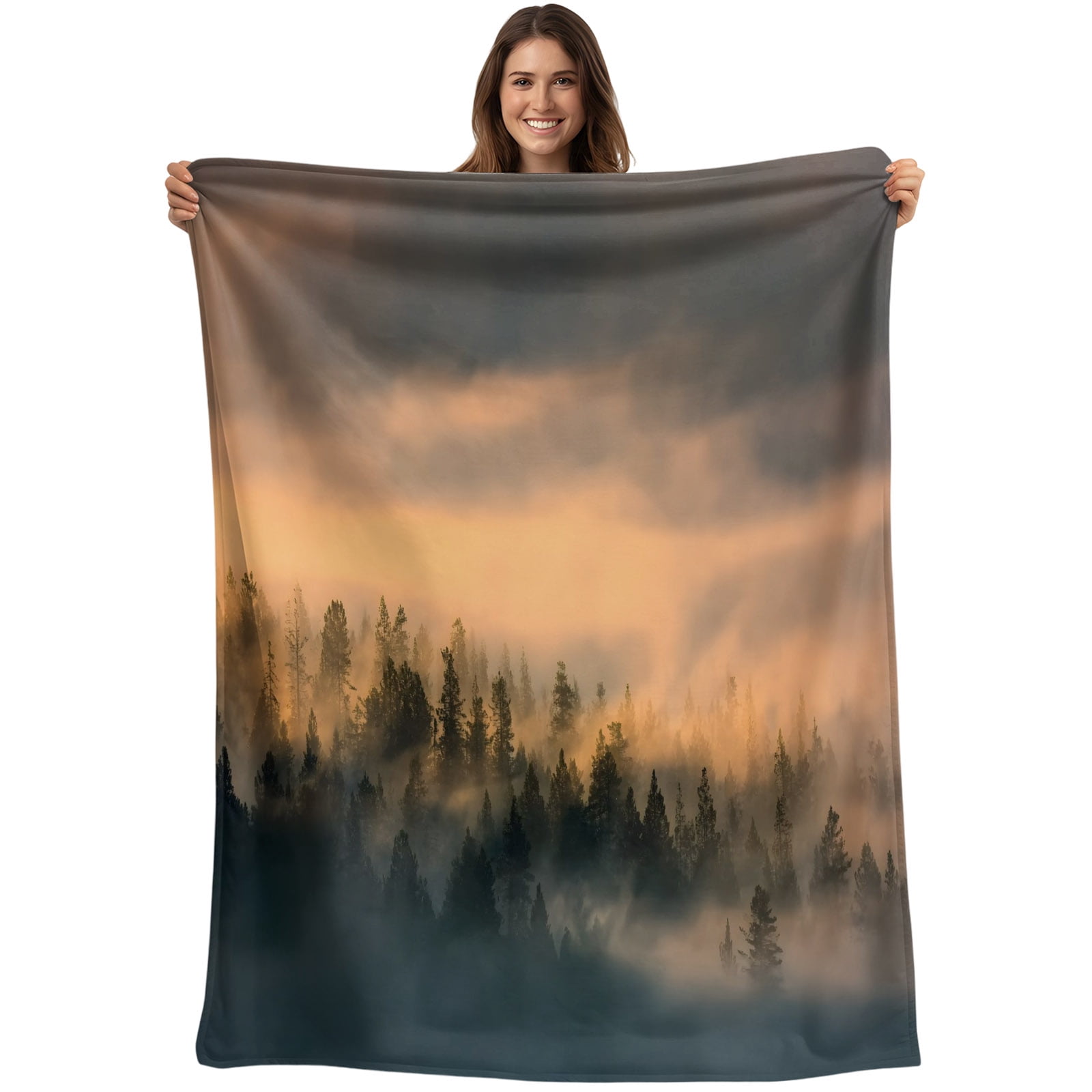 Abstract Pine Trees Blanket Soft Cozy Warm Twin Blanket for Bed, Plush ...