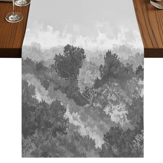 Abstract Pine Trees Burlap Cotton Table Runner 13x60 Inches Long, Gray ...