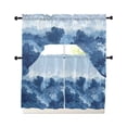 Abstract Pine Trees Kitchen Curtains Set for Windows 3 Piece Cafe ...