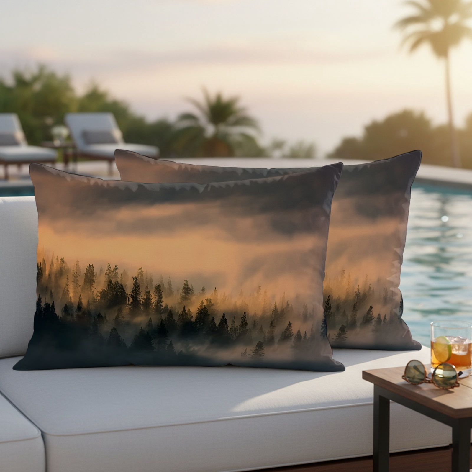 Abstract Pine Trees Outdoor Pillow Covers 20x12 Inch Lumbar Pillow ...