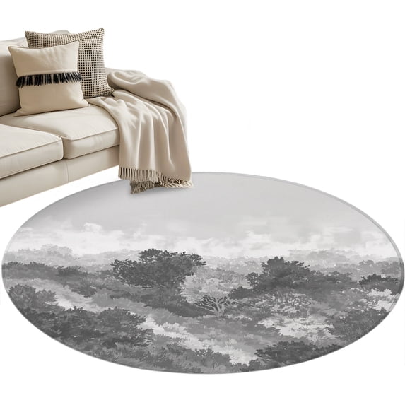 Abstract Pine Trees Round Rug 3.3ft Washable Circle Entryway Rugs Non ...