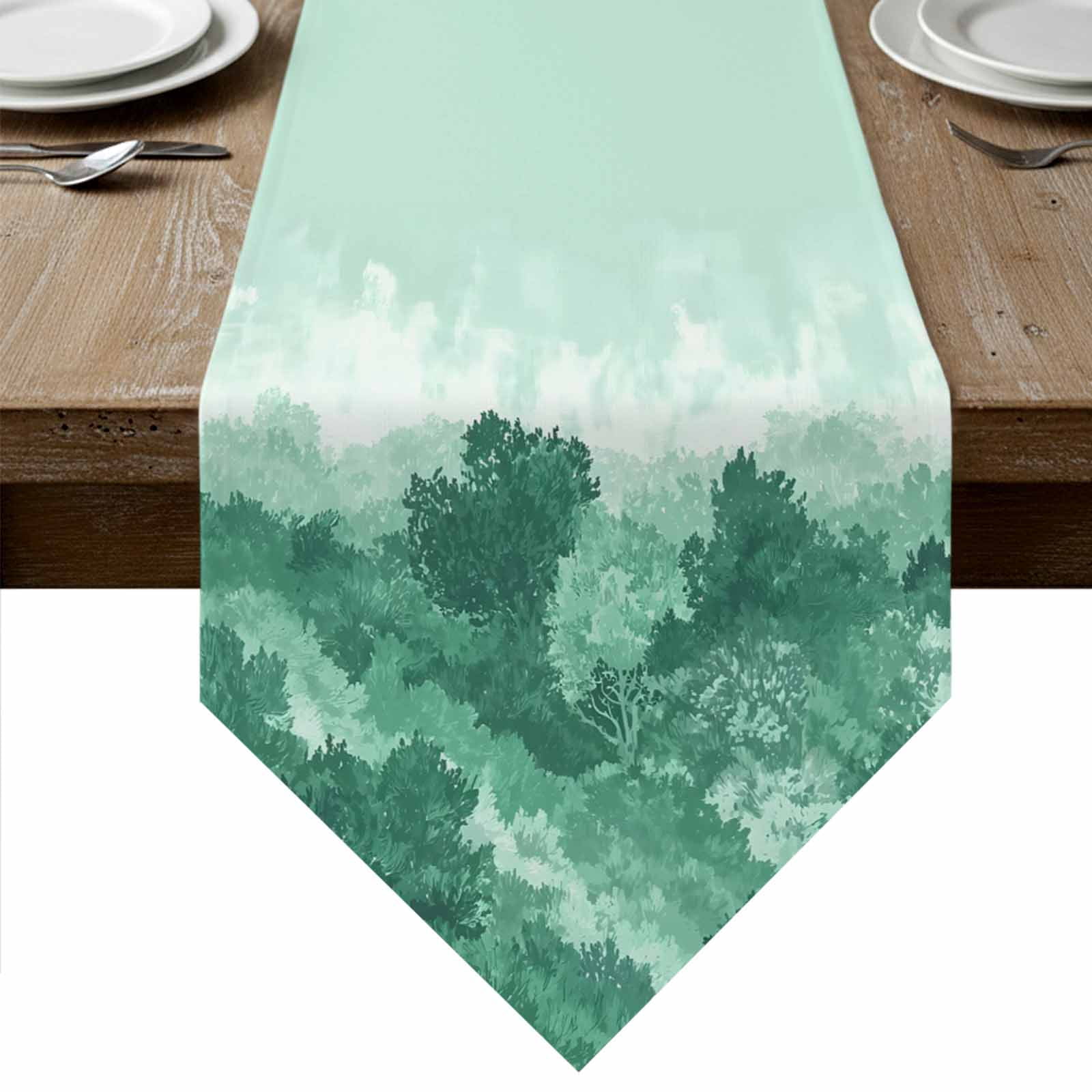Abstract Pine Trees Table Runner Linen Burlap Table Runner 72 Inches ...