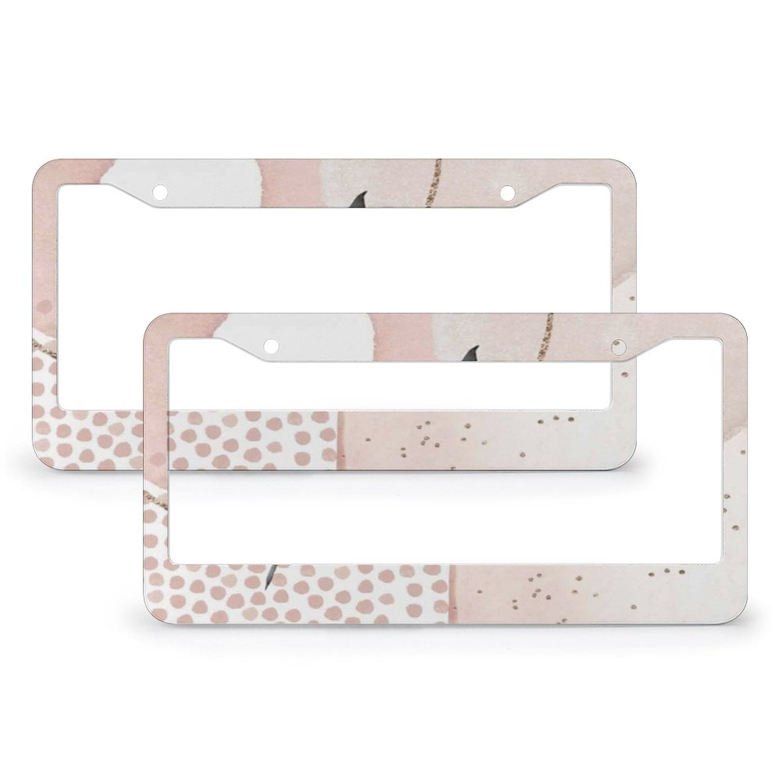 Abstract Pink Beige Black Ink Floral Modern Minimalist License Plate ...