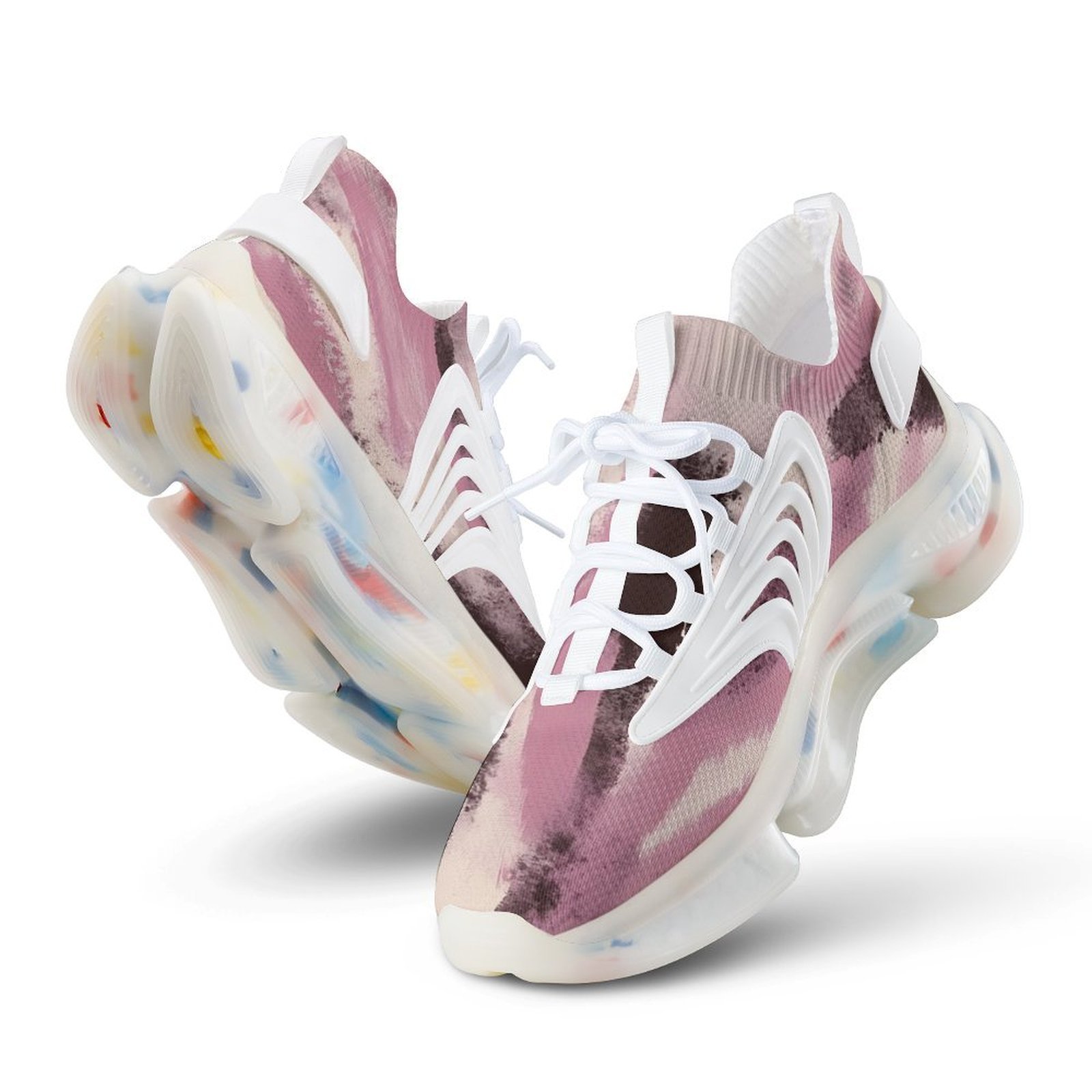 Abstract Pink Brushstroke Art Painting Walking Shoes for Men Woman ...
