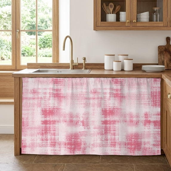 Abstract Pink Cabinet Curtains for Kitchen 28"W x 51"L, Country Vintage ...