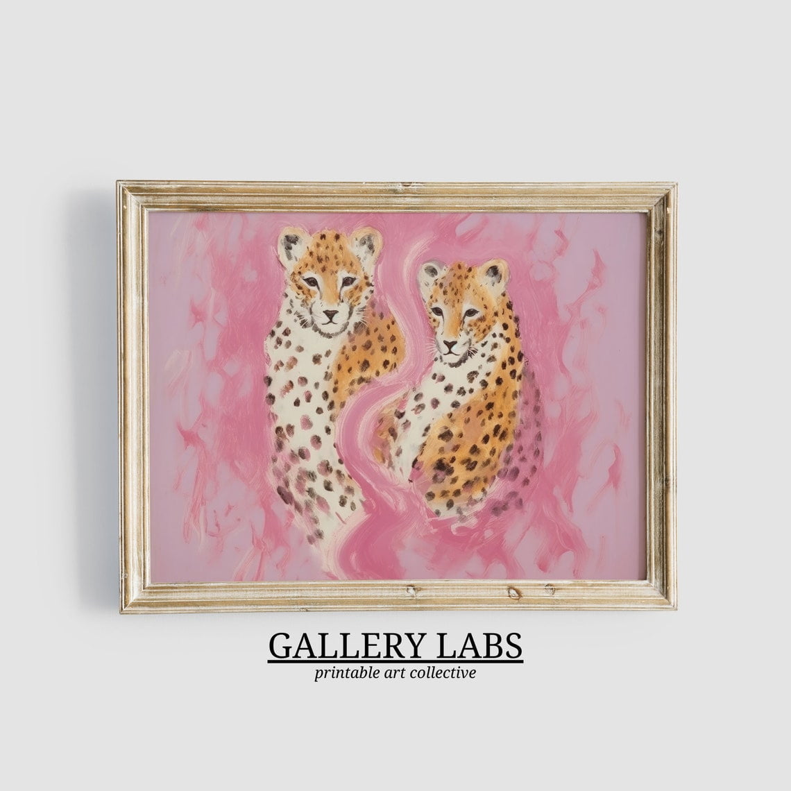 Abstract Pink Cheetah Painting Able Maximalist Wall Art Cute Apartment ...