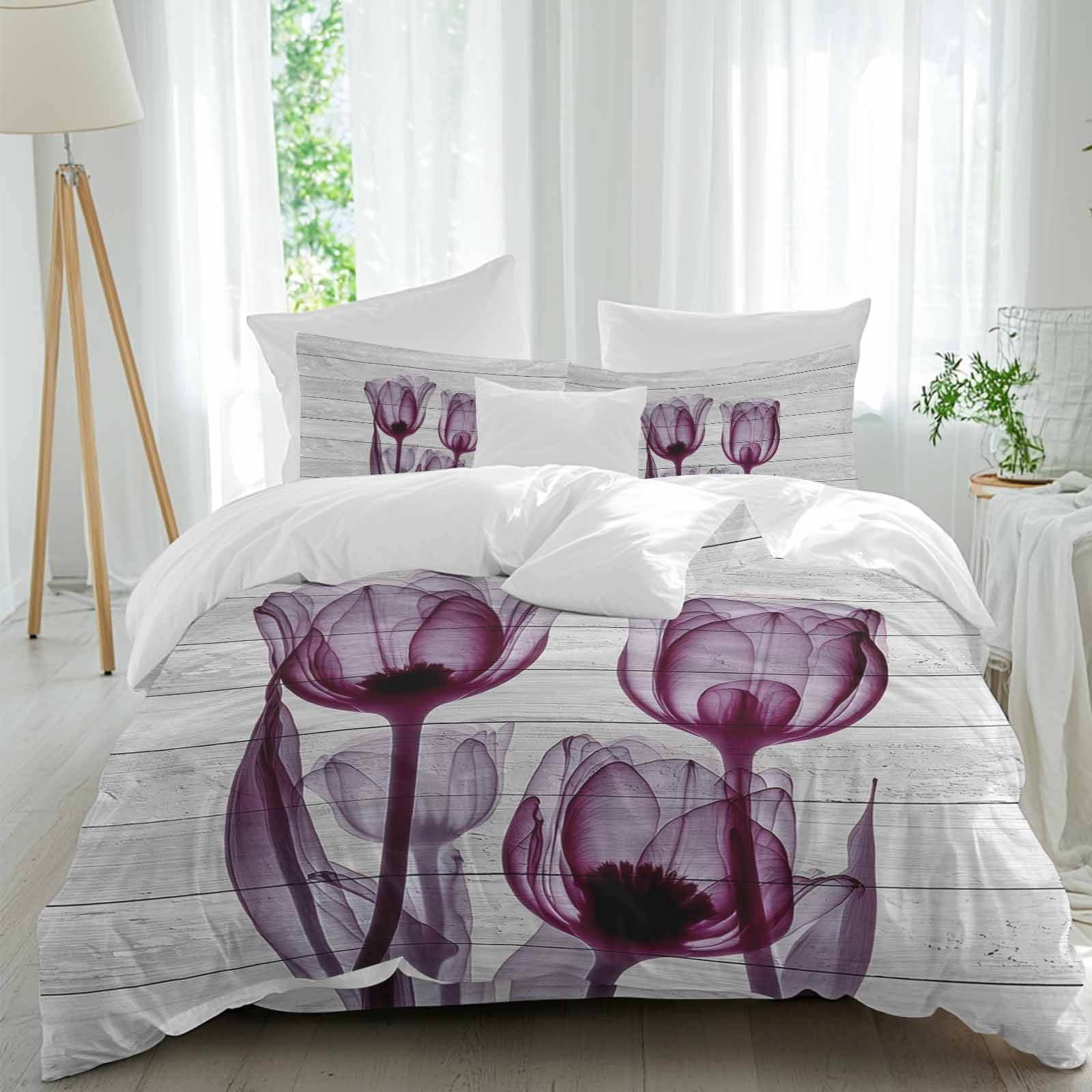 Abstract Pink Comforter Set California King Size, Tulip Ray Wood Grain ...