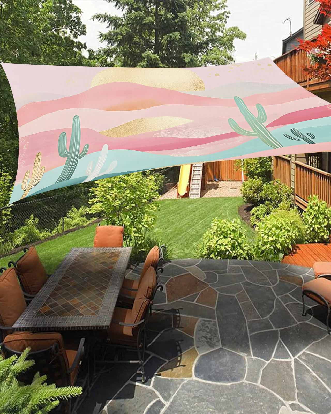 Abstract Pink Desert Sun Shade Sail 12'X16' Cactus Mountain UV Block ...