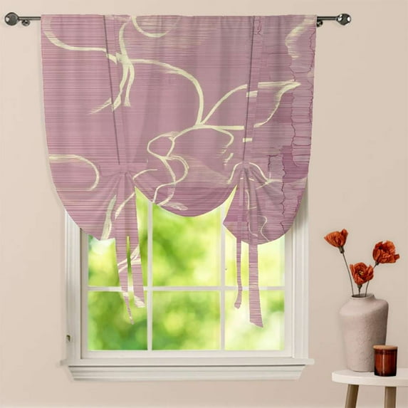 Abstract Pink Floral Design Window Curtain for Living Room Roman ...