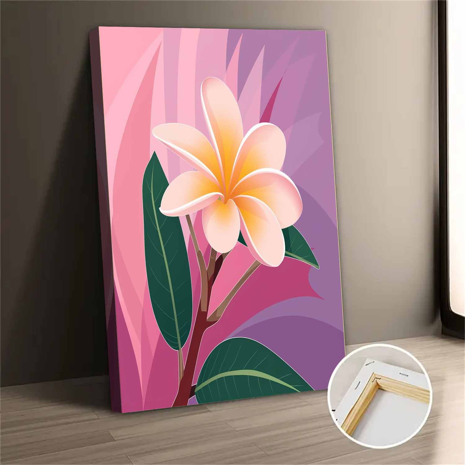 Abstract Pink Flower Canvas Wall Art Print For Bedroom Decoration ...