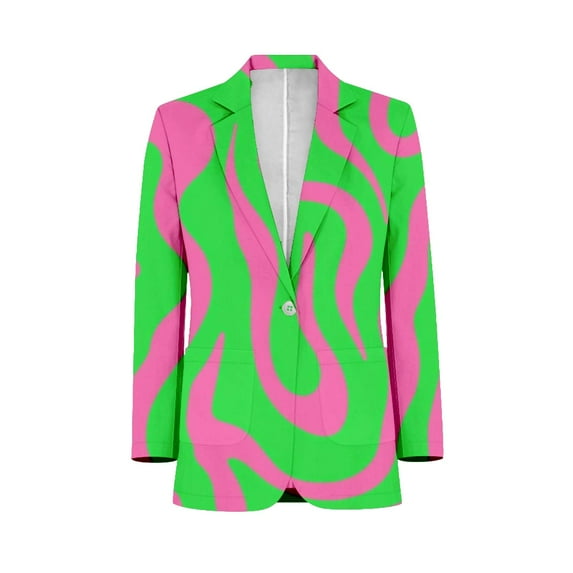 Abstract Pink Green Wavy Lines Men's Suit Blazer Casual Party Wear Slim ...