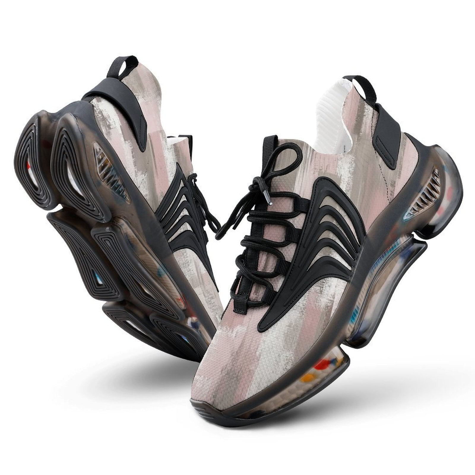 Abstract Pink Grey Brushstrokes Art Walking Shoes for Men Woman ...