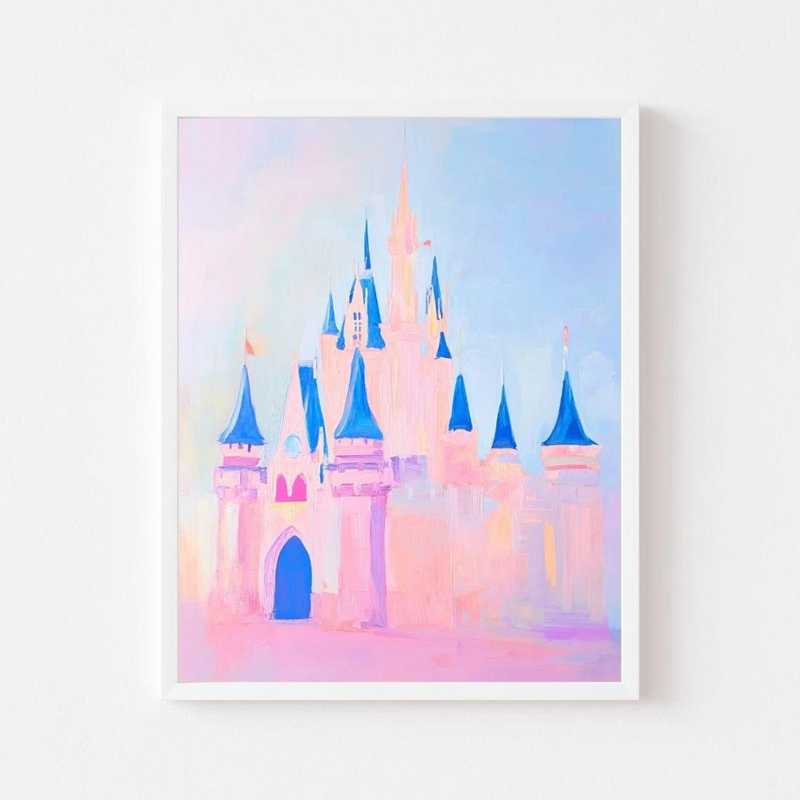 Abstract Pink Magic Castle Painting Pastel Kingdom Wall Art Print ...
