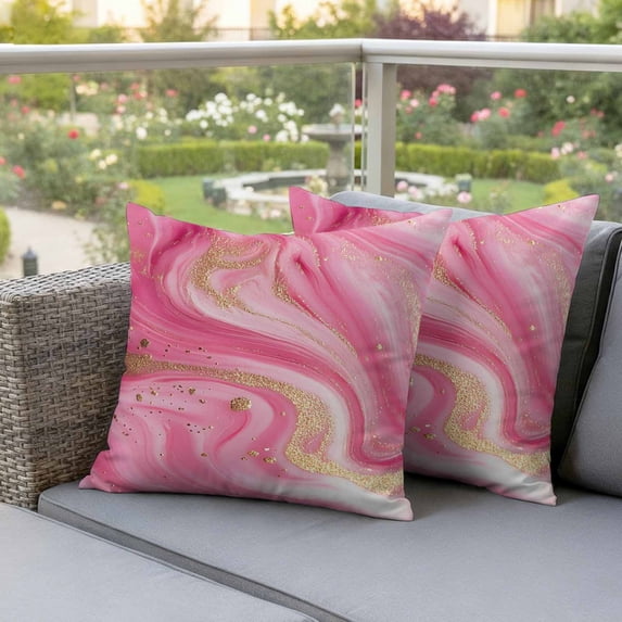 Abstract Pink Marble Texture Waterproof Throw Pillow Covers Set of 2 ...