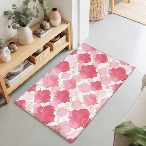 Abstract Pink Moroccan Lattice Rectangle Rug 2'x3' Geometric Gradient ...