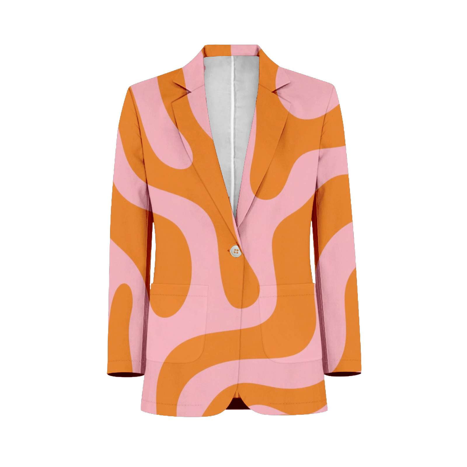 Abstract Pink Orange Wavy Lines Men's Suit Blazer Casual Party Wear ...
