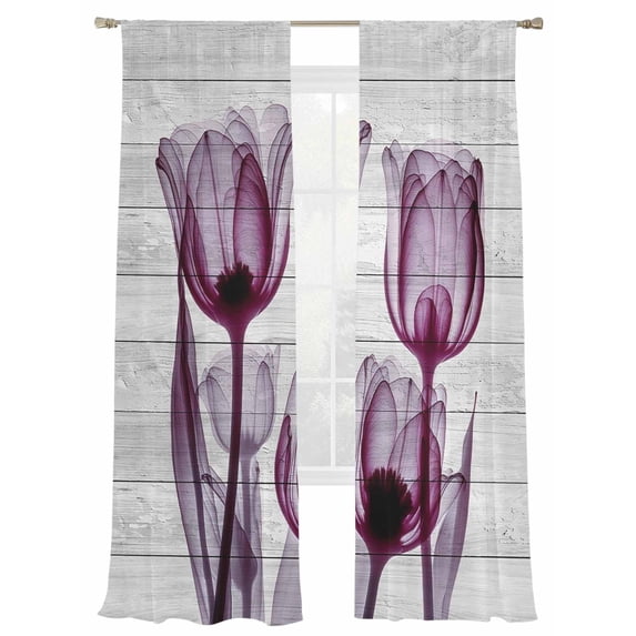 Abstract Pink Sheer Curtains 2 Panels Set Tulip Ray Wood Grain Sheer ...