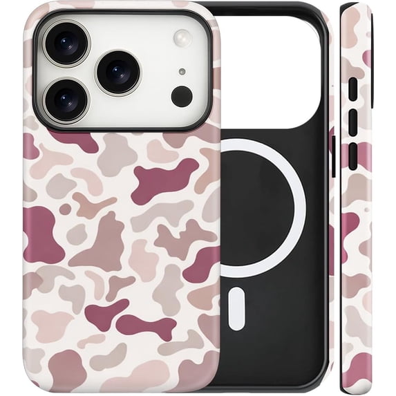 Abstract Pink Spot Phone Case, Aesthetic White Rose Camo Art Case ...