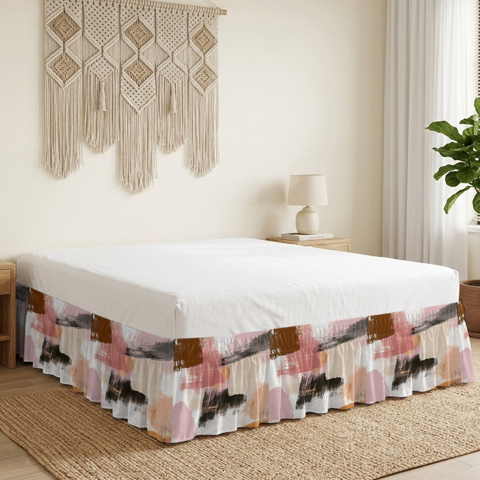 Abstract Pink Strokes Bed Skirt Bed Skirts King Size 16 Inch Drop ...