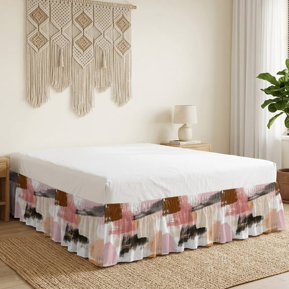 Abstract Pink Strokes Bed Skirt Bed Skirts King Size 16 Inch Drop ...