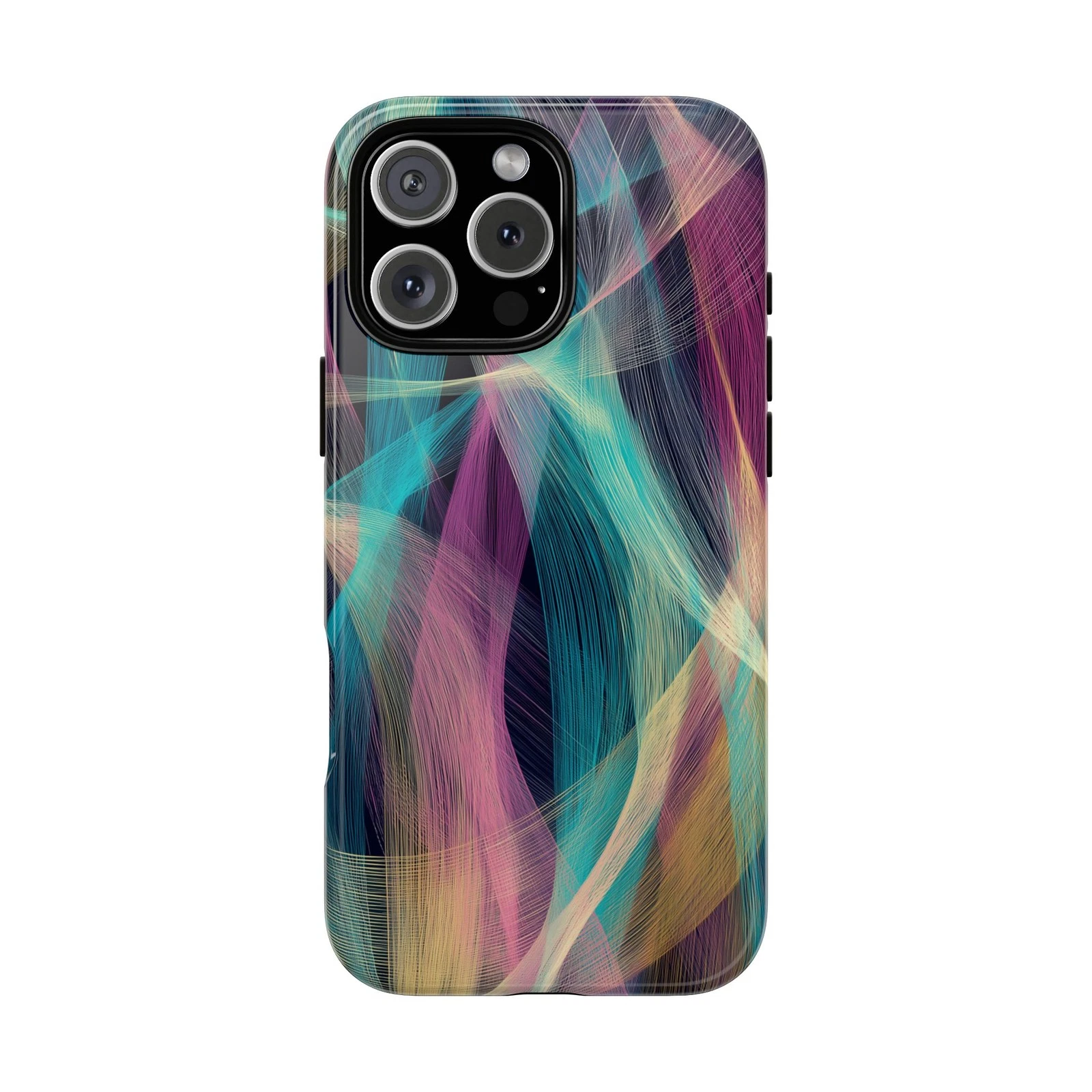 Abstract Pink Teal Waves Art Phone Case for iPhone 17 to 11 Pro Max ...